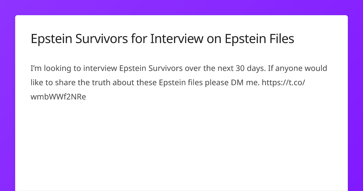 Epstein Survivors for Interview on Epstein Files | Journo Request